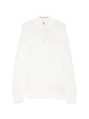 Gant Ribbed Knit Quarter-zip Sweater - Neutrals