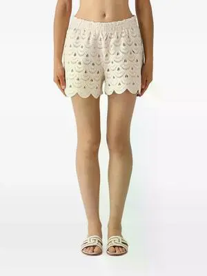 MC2 SAINT BARTH Meave Crochet Shorts - Neutrals