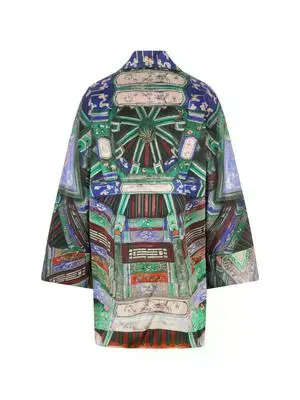 HUI HUI Graphic Print Open-front Coat
