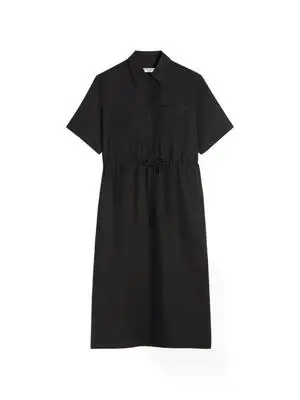 Maison Kitsuné Drawstring Waist Shirt Midi Dress - Black