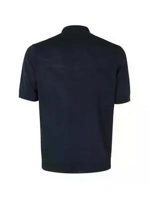 Seventy Fine-knit Short-sleeve Polo Shirt - Blue