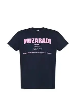 MUZARADI Logo Print Cotton T-shirt - Blue