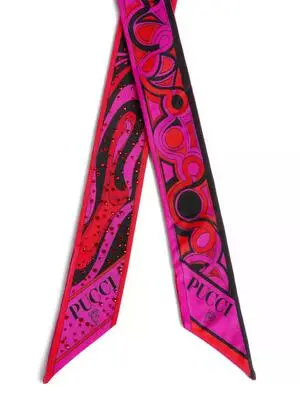 Emilio Pucci Mixed Print Silk Twill With Rhinestones Scarf