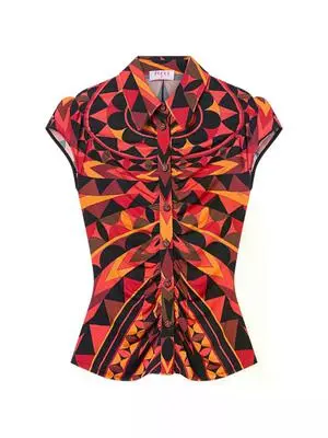 Emilio Pucci Manuba-print Ruched Blouse