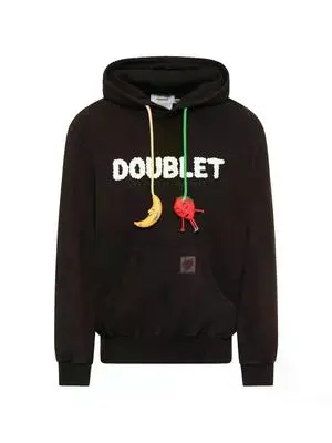 DOUBLET Mud-dyed Logo-appliqué Hoodie