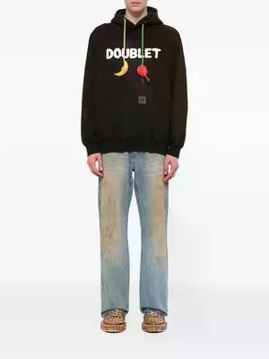 DOUBLET Mud-dyed Logo-appliqué Hoodie
