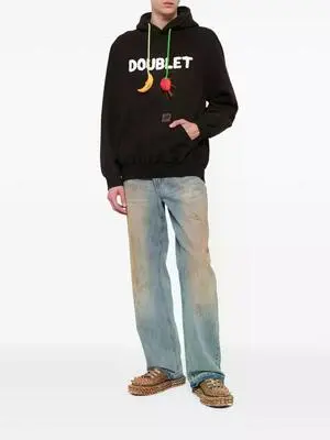 DOUBLET Mud-dyed Logo-appliqué Hoodie