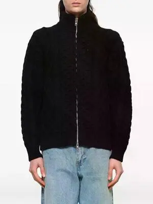VOWELS Cable-knit Zip-up Sweater