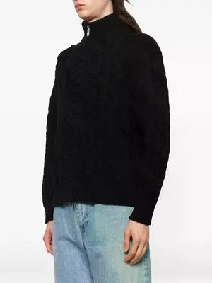 VOWELS Cable-knit Zip-up Sweater