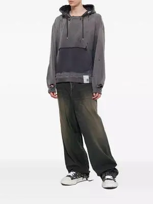 Mihara Yasuhiro Sun-faded Distressed Hoodie - Black
