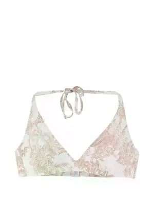 MC2 SAINT BARTH Palm-print Halterneck Bikini Top