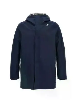 K-WAY Hooded Logo-patch Coat - Blue