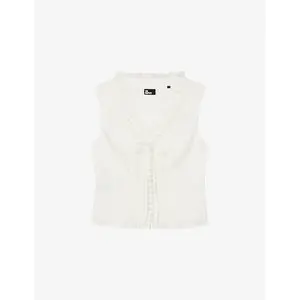 The Kooples Sleeveless V-neck Cotton Top With Lace Trim