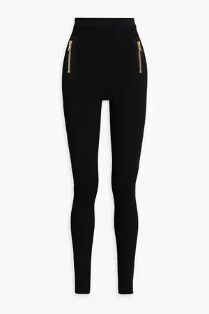 Balmain Ribbed Knit Skinny Pants With Zipped Pockets