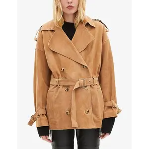 The Kooples Double-breasted Belted Suede Jacket