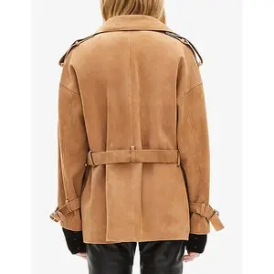 The Kooples Double-breasted Belted Suede Jacket