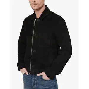 The Kooples Collared Zip-up Suede Jacket