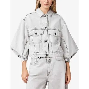 ALLSAINTS Luca Volume-sleeved Denim Jacket - Bleached Grey