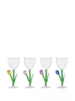 ICHENDORF MILANO Botanica Tulip Botanical Stemmed Drinking Glass Set - White