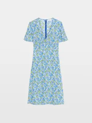 Zadig&Voltaire Midi Dress With V-neck And Short Sleeves - Pear