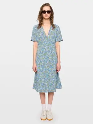 Zadig&Voltaire Midi Dress With V-neck And Short Sleeves - Pear