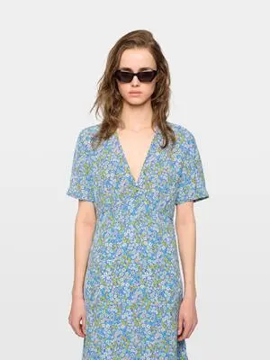 Zadig&Voltaire Midi Dress With V-neck And Short Sleeves - Pear