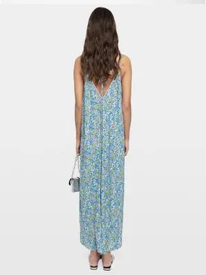 Zadig&Voltaire Ristym" Printed Floral V-neck Maxi Dress With Lace Trim