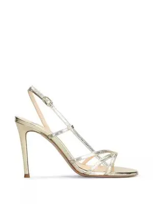 Roberto Festa Strappy Metallic Leather Stiletto Sandals - Silver