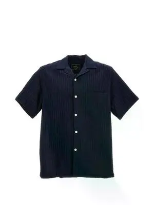 Portuguese Flannel Textured-finish Short-sleeve Shirt - Blue
