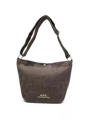 A.p.c. Small Logo-print Denim Shoulder Bag - Brown