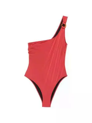 Anjuna One-shoulder Ring-detail Swimsuit - Red