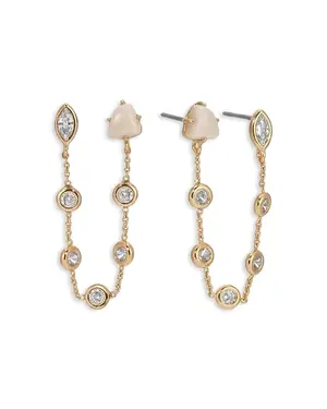 Ettika Gemlite Chain Double Piercing Earrings - Bone