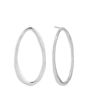 Ettika Hammered Oval Drop Earrings - Silver