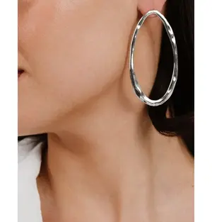 Ettika Hammered Oval Drop Earrings