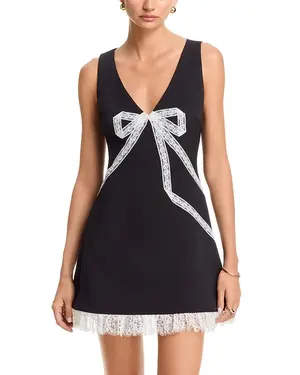 SELF-PORTRAIT Crepe Lace Bow Dress