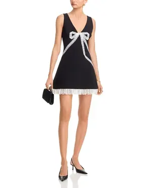 SELF-PORTRAIT Crepe Lace Bow Dress