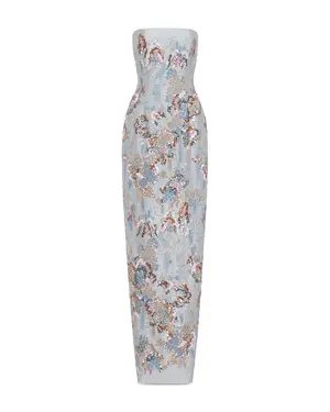 SAU LEE Sequinned Embroidered Gown