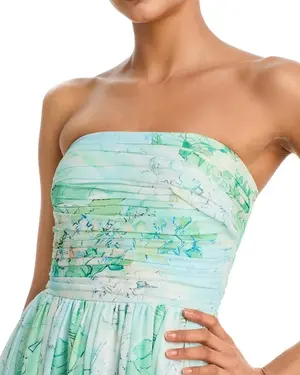 SAU LEE Strapless Floral Print Maxi Dress - Mint Multi