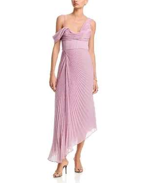 AMUR Joelle Pleated Drape Dress - Violet Isla