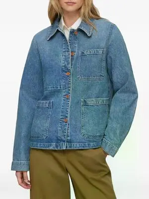Lafayette 148 New York Patch Pocket Denim Jacket - Blue