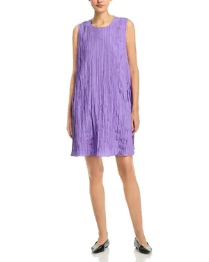 Eileen Fisher Crushed Silk Round Neck Dress