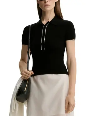 BY MALENE BIRGER Ribbed Knit Cardigan With Contrast Trim