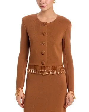 BY MALENE BIRGER Shelly Cropped Cardigan With Tassel Detailing - Brown