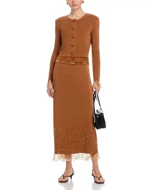 BY MALENE BIRGER Shelly Cropped Cardigan With Tassel Detailing - Brown