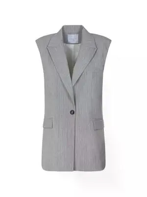 GAËLLE PARIS Gaelle Pinstripe Peak Lapel Gilet - Grey
