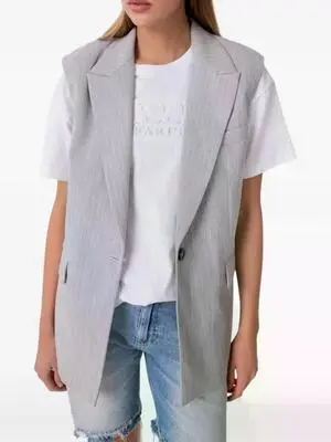 GAËLLE PARIS Gaelle Pinstripe Peak Lapel Gilet