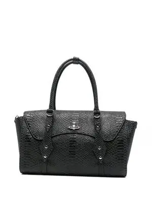 VIVIENNE WESTWOOD Orb Plaque Snakeskin-effect Tote Bag - Grey