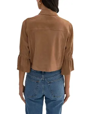 LAMARQUE Suede Ruffle Jacket - Latte