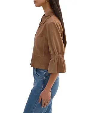 LAMARQUE Suede Ruffle Jacket - Latte