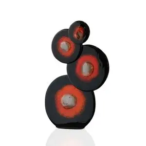 MARLETH Black / Red Midnight Ember Glass Bubble Sculptural Decor - Black/red